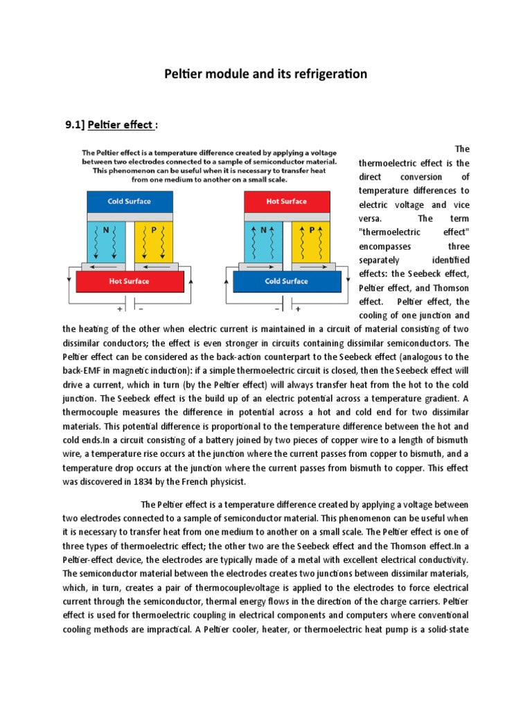 Peltier Module And Its Refrigeration Pdf Physical Chemistry