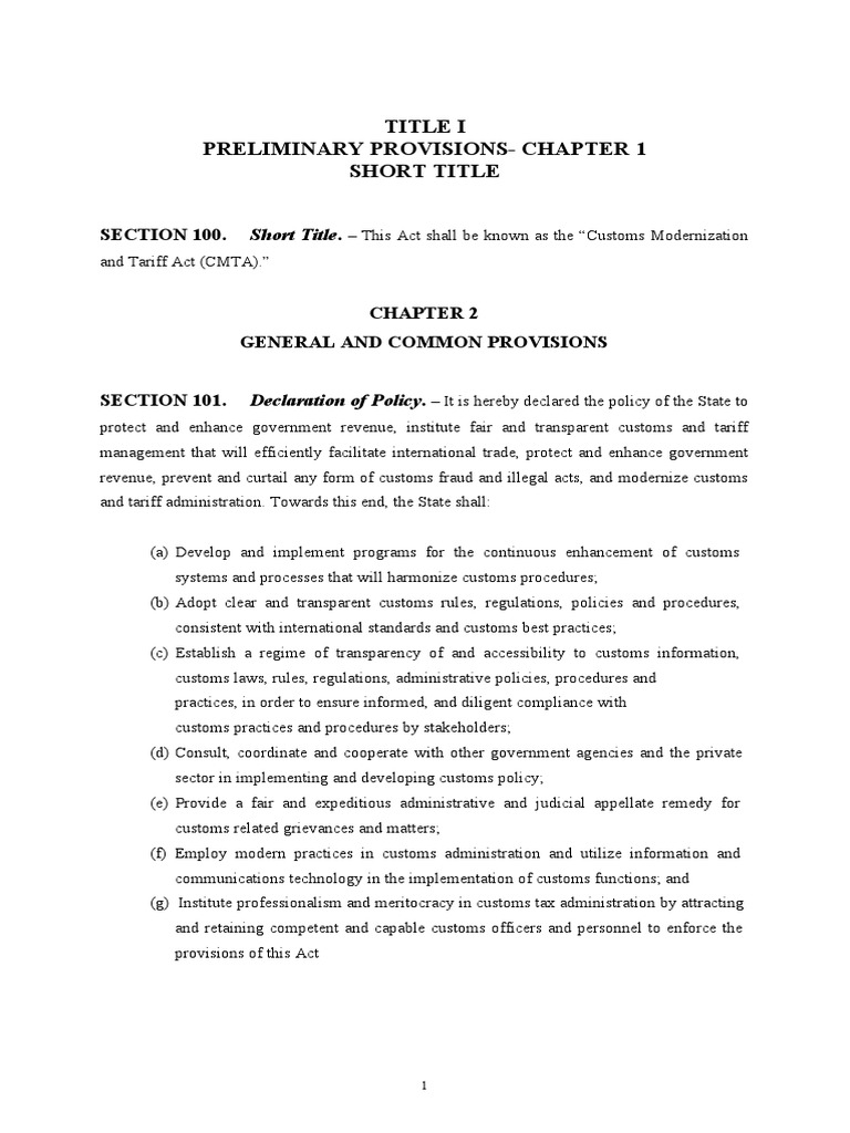 Overview of the Customs Modernization Act | PDF | Customs | Cargo