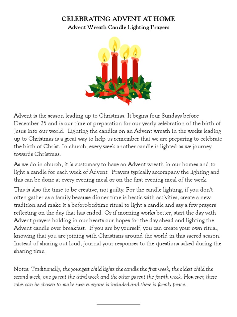 Advent Wreath Candle Lighting Prayers | PDF | Advent | Wreath