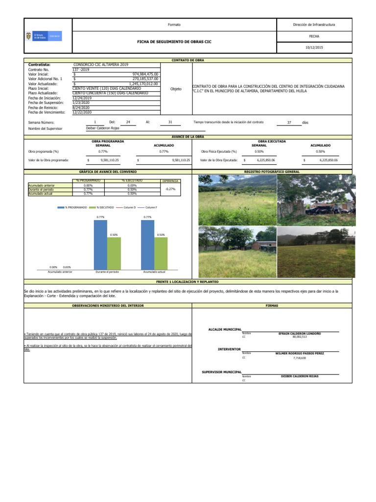 Formato Informe Semanal de Interventoría | PDF | Sectores Economicos ...