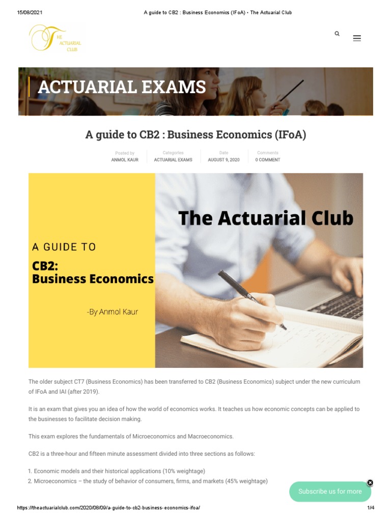 A Guide To CB2 - Business Economics (IFoA) - The Actuarial Club | PDF ...