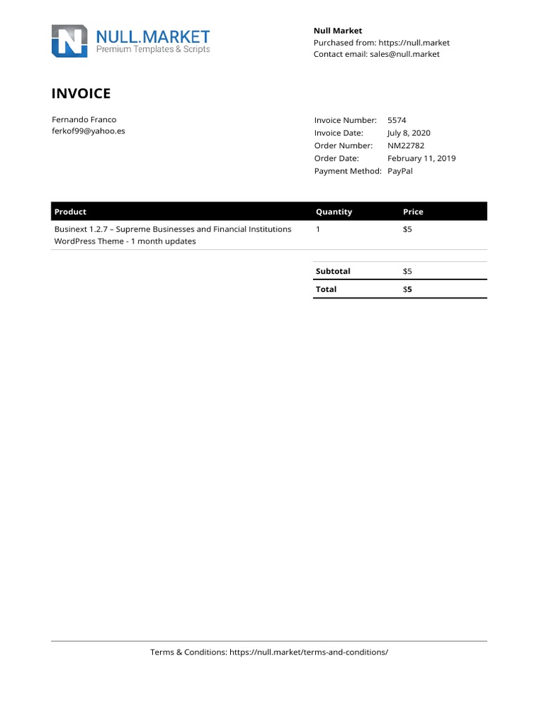 Invoice: Product Quantity Price | PDF