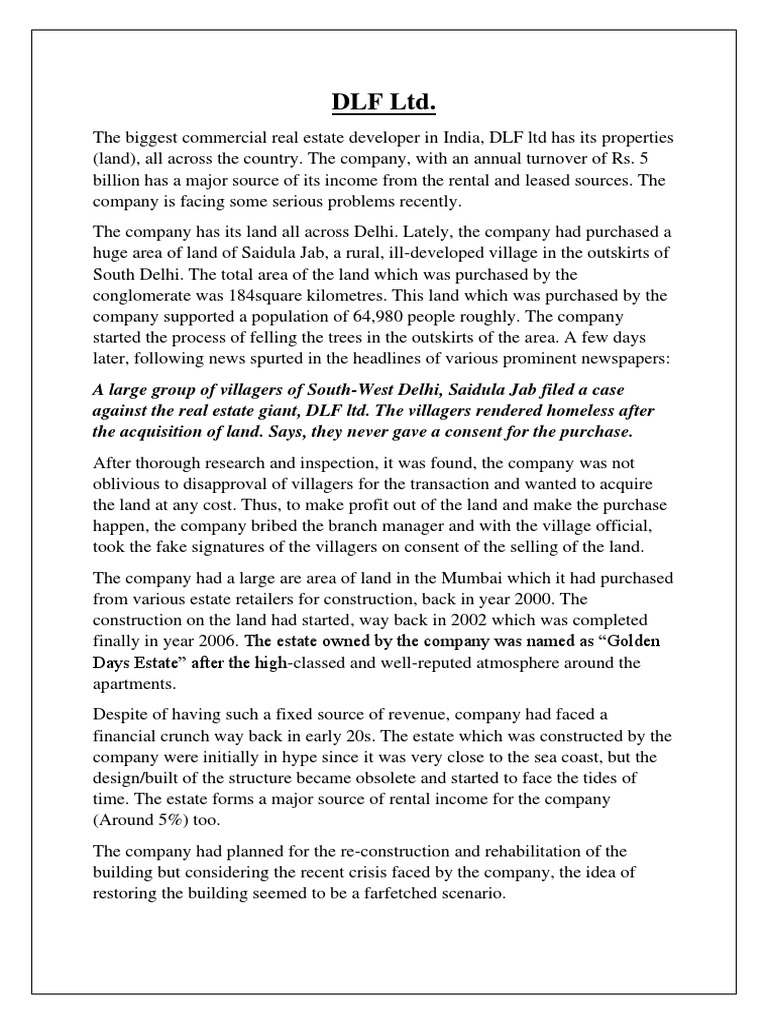 DLF Case | PDF | Economies | Business