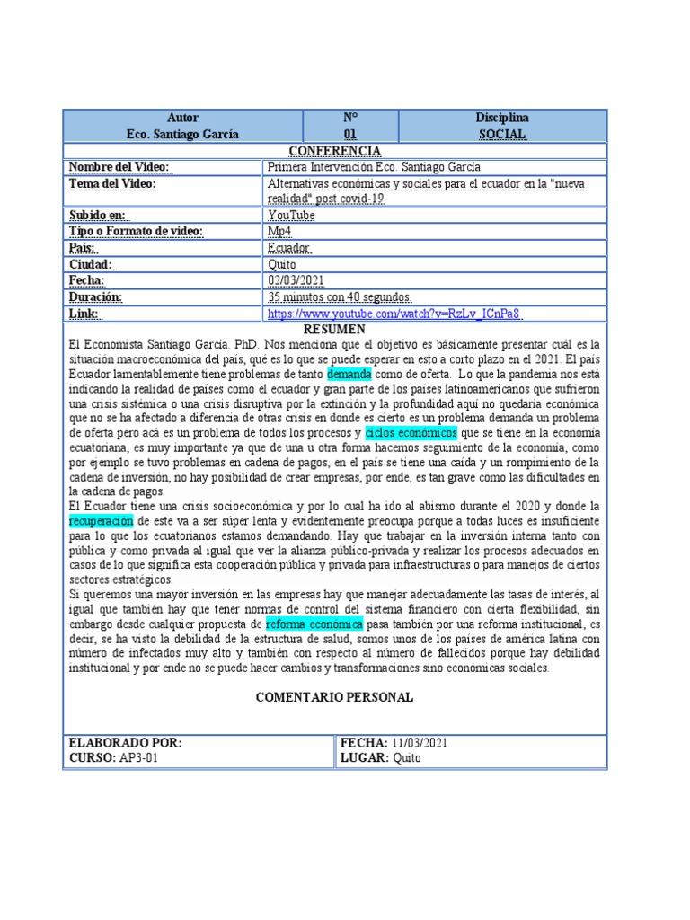 Ficha Videográfica | PDF | Ecuador | Inversiones