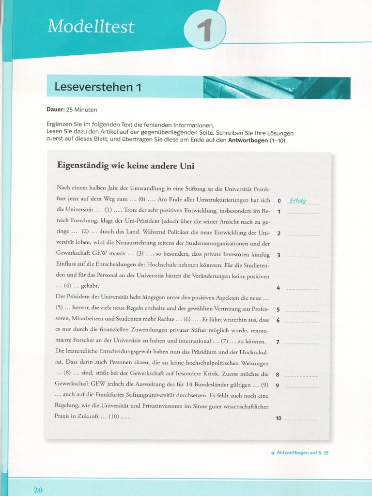 KLETT Modelltest 01 | PDF