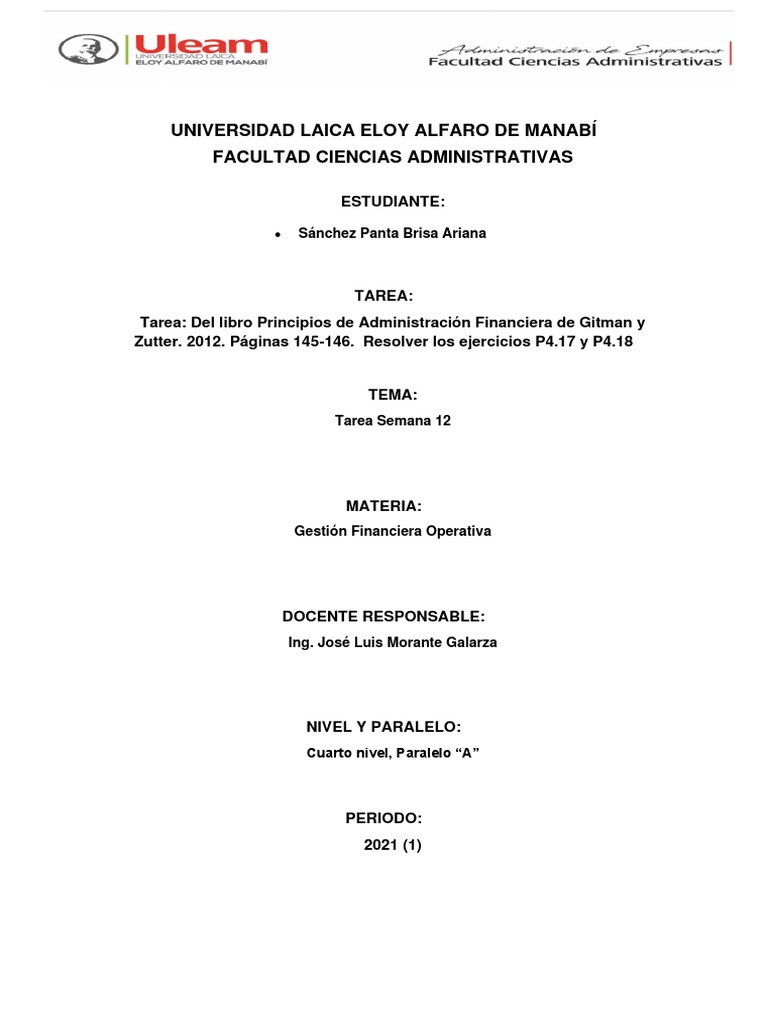 Tarea 12 Gestion Financiera Operativa Brisa Sanchez | PDF ...