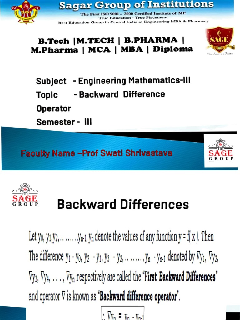 Backward Difference Operator Explained | PDF