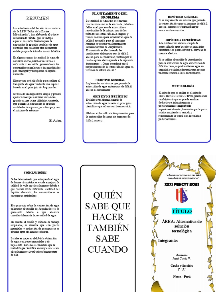 TRIPTICO | PDF | Agua | Método científico