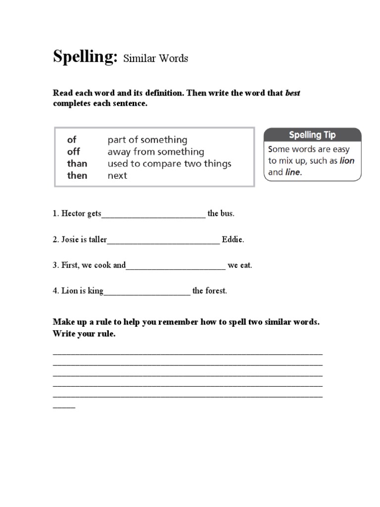 Spelling:: Similar Words | PDF | Language Arts & Discipline