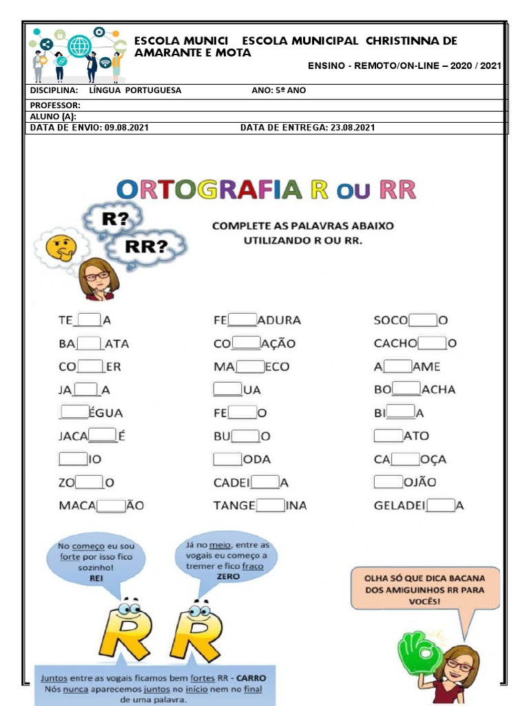 Ortografia R e RR | PDF
