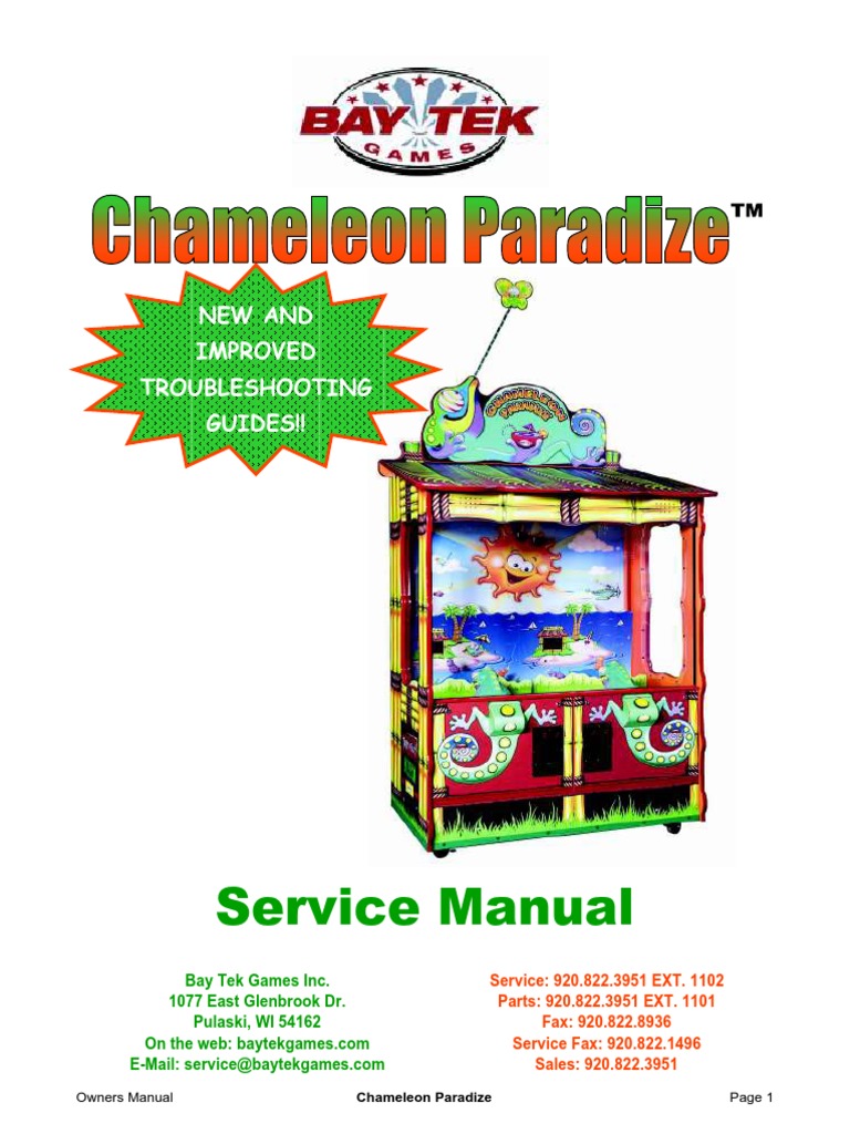 Chameleon Paradize Redemption Service Manual Baytek Games | PDF ...