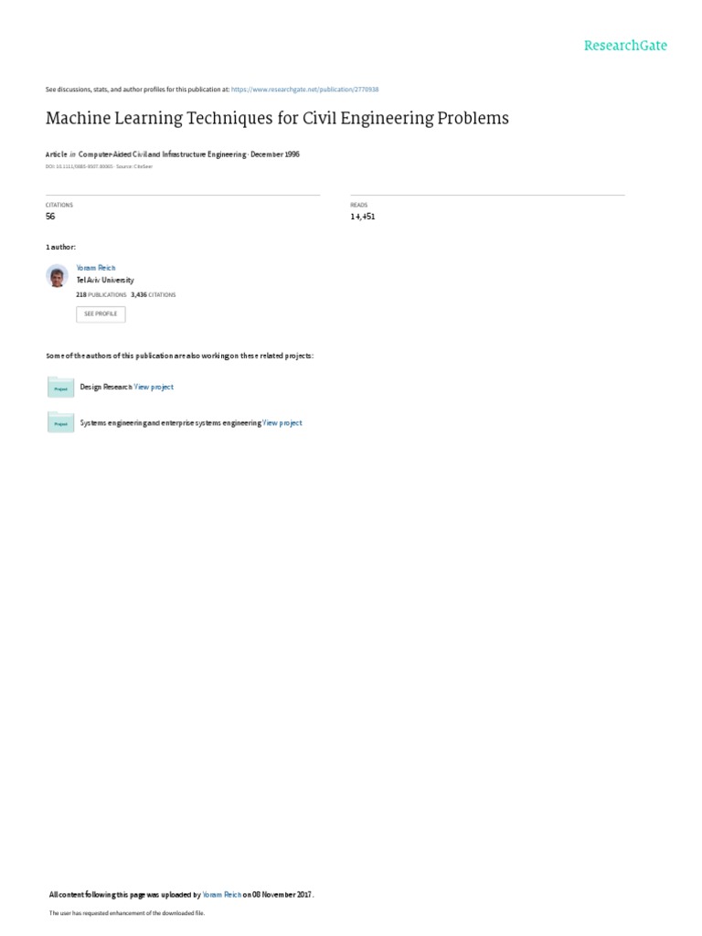 Machine Learning Techniques For Civil Engineering Problems | PDF ...