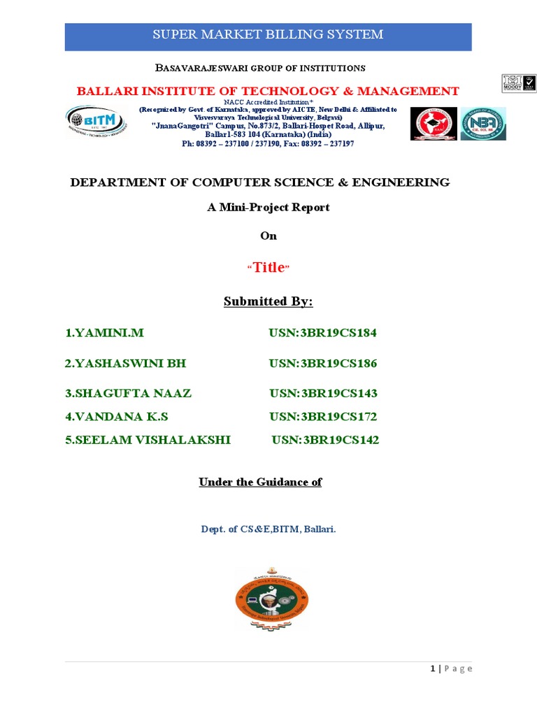 A Mini-Project Report on the Development of a Supermarket Billing ...