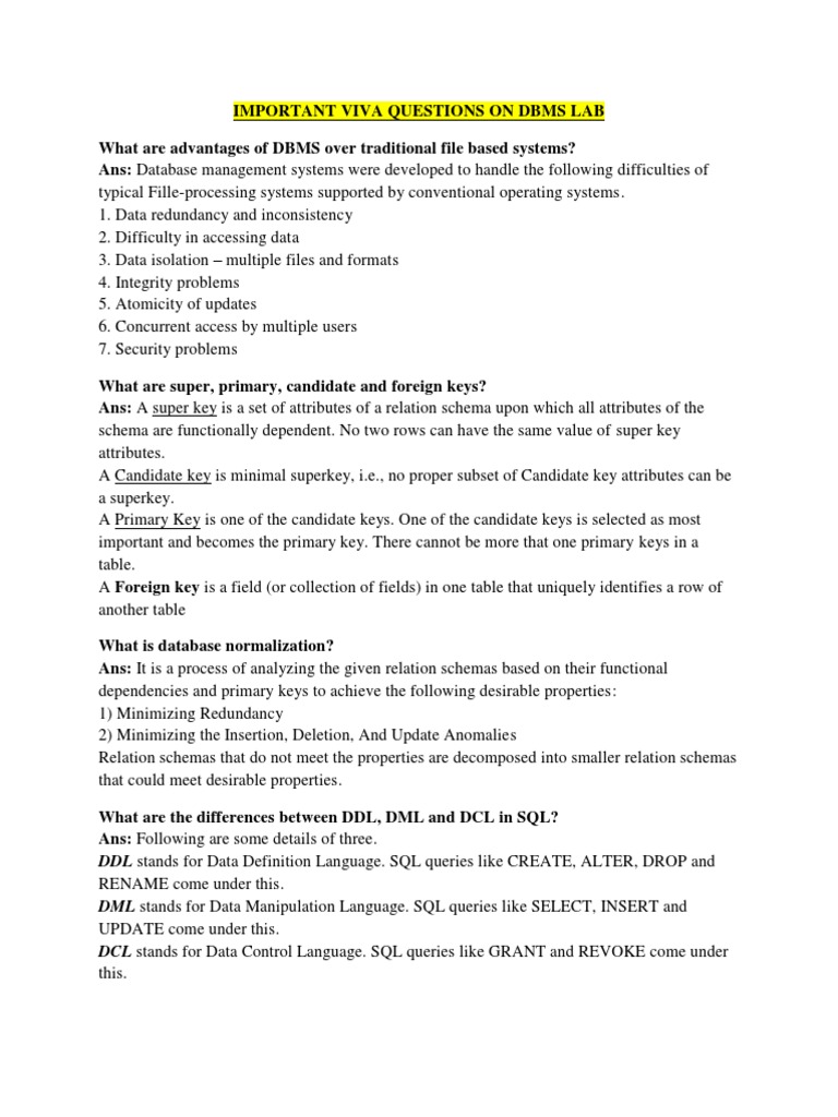 Viva Questions | PDF | Databases | Acid