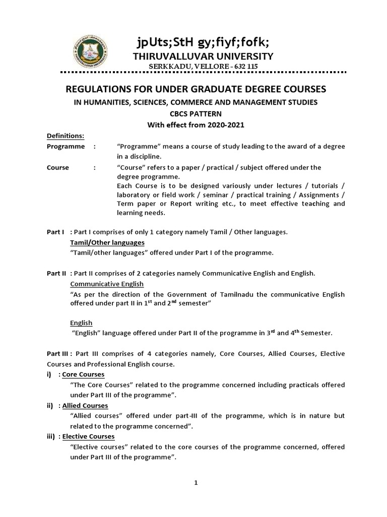 UG Regulations 2020 21 | PDF | University And College Admission | Test ...