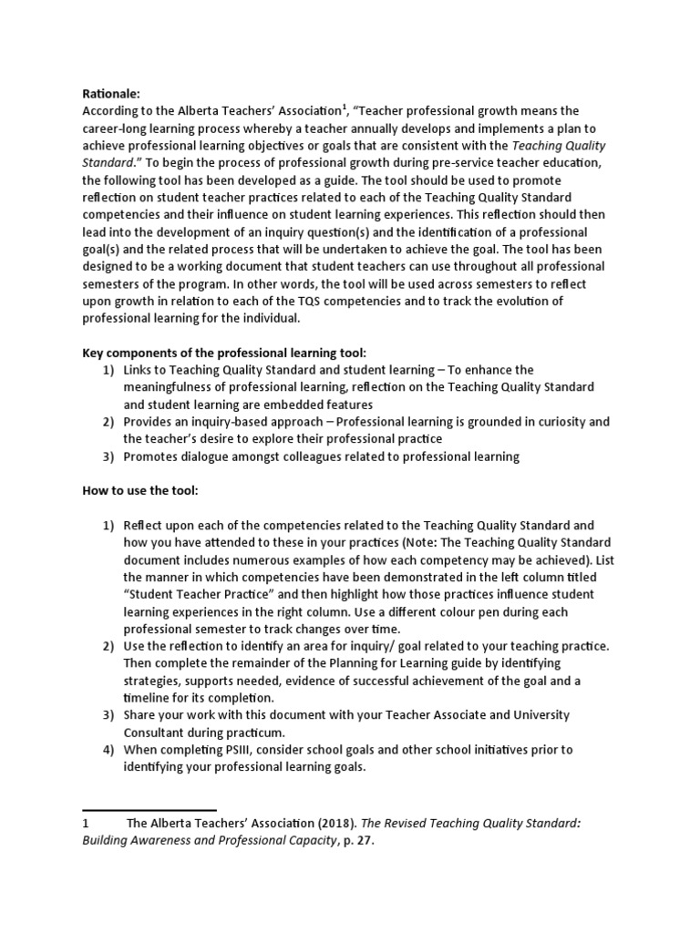 Teacher Professional Learning Document | Download Free PDF | Teachers ...