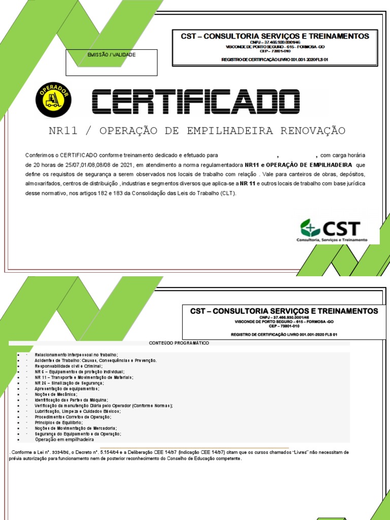 Certificado A1 | PDF | Empilhadeira
