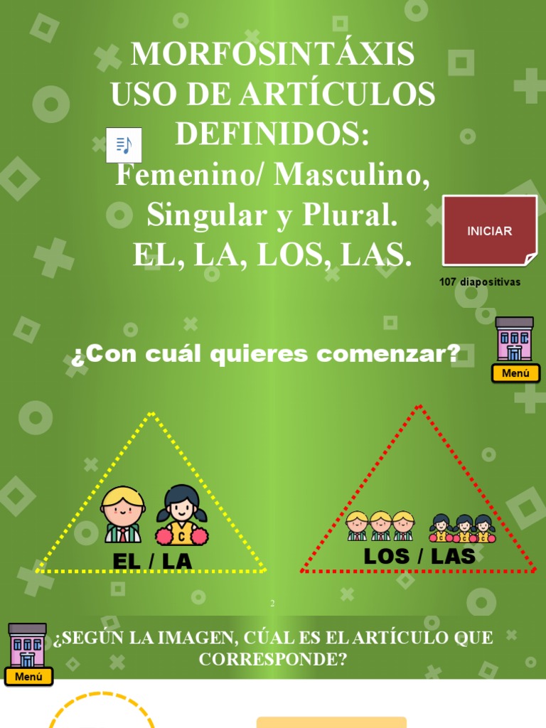 Articulos PPT Interactivo La, El, Las, Los | PDF