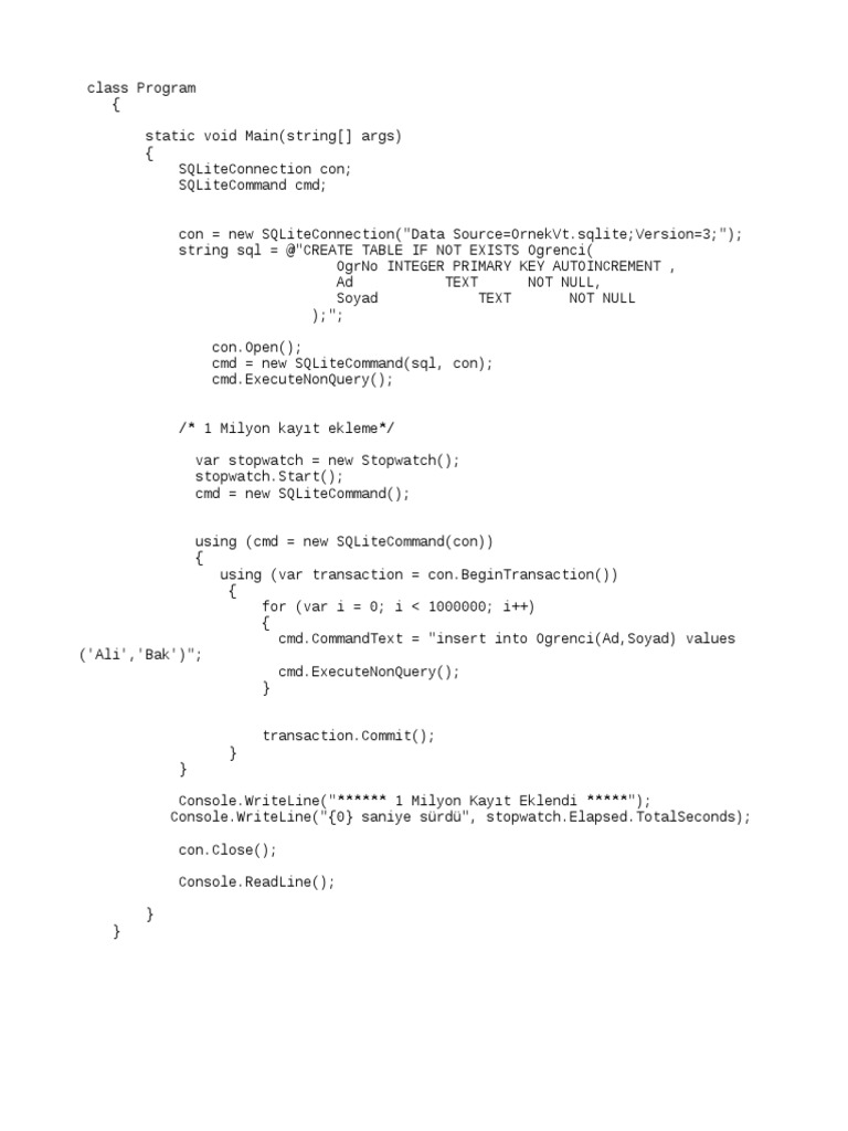 Adding 1 Million Records To SQLite Database in C# (Bulk Insert Records) | PDF | Computers