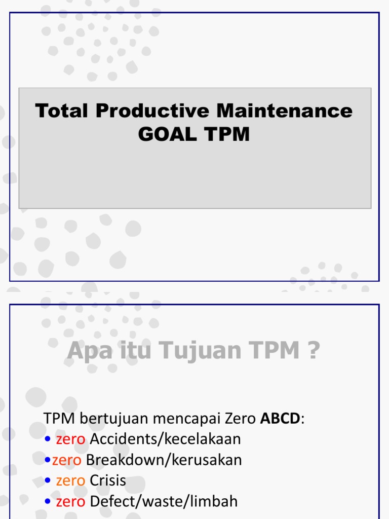 Total Productive Maintenance Goal TPM | PDF | Secondary Sector Of The ...