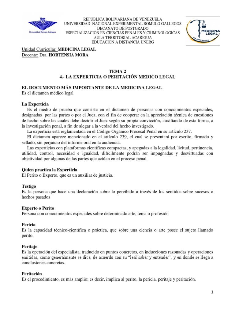 El proceso de peritación médico legal y sus requisitos formales | PDF ...
