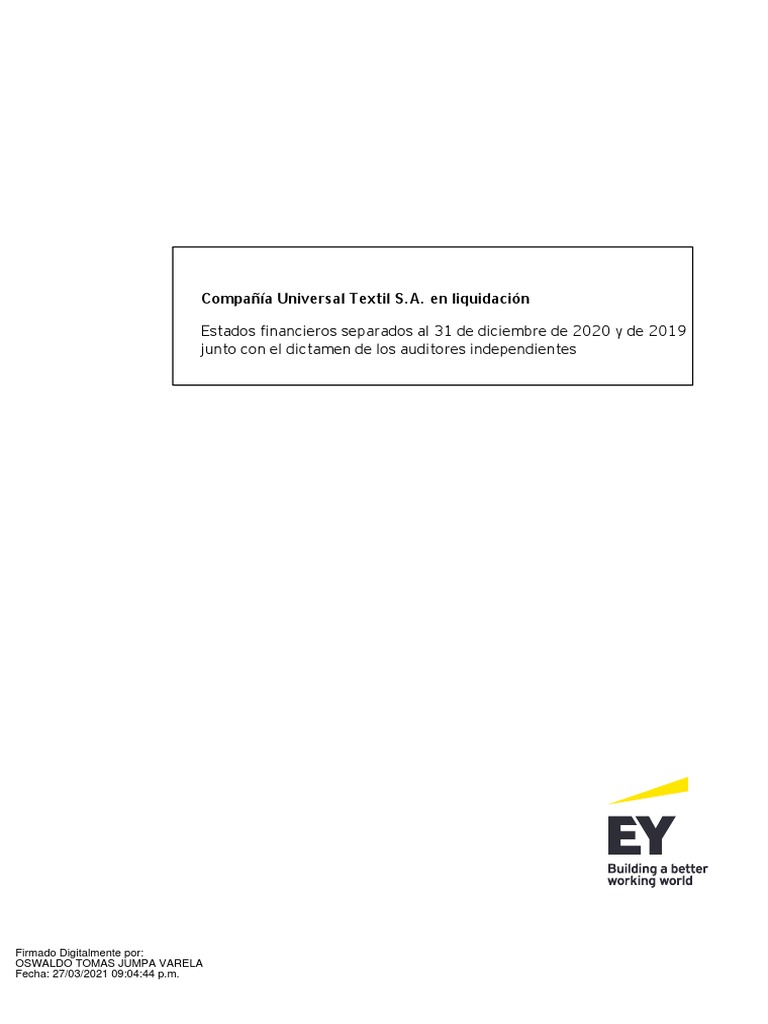 Compañia Universal Textil SA | PDF | Auditoría | Estado financiero