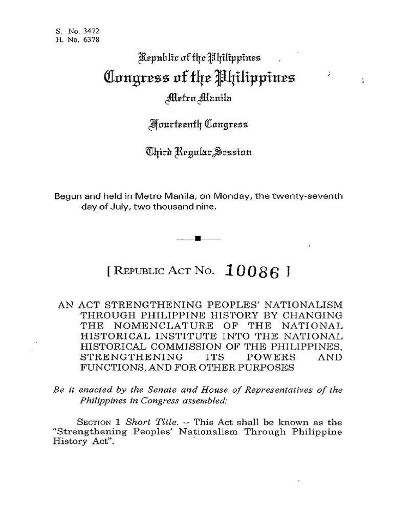 Republic Act 10086 | PDF | Cultural Heritage | Taxes