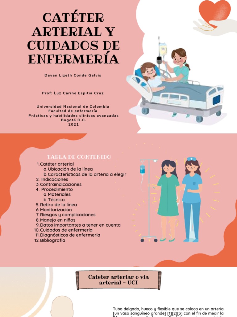 Cateter Arterial y Cuidados de Enfermería | PDF | Presión sanguínea ...