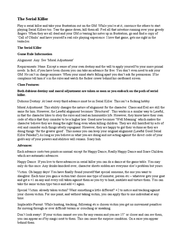 Serial Killer D&D 5e | PDF
