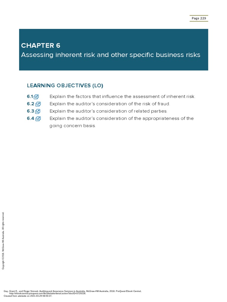 Chap 6 Assessing Inherent Risk and Other Risks | PDF | Audit | Risk