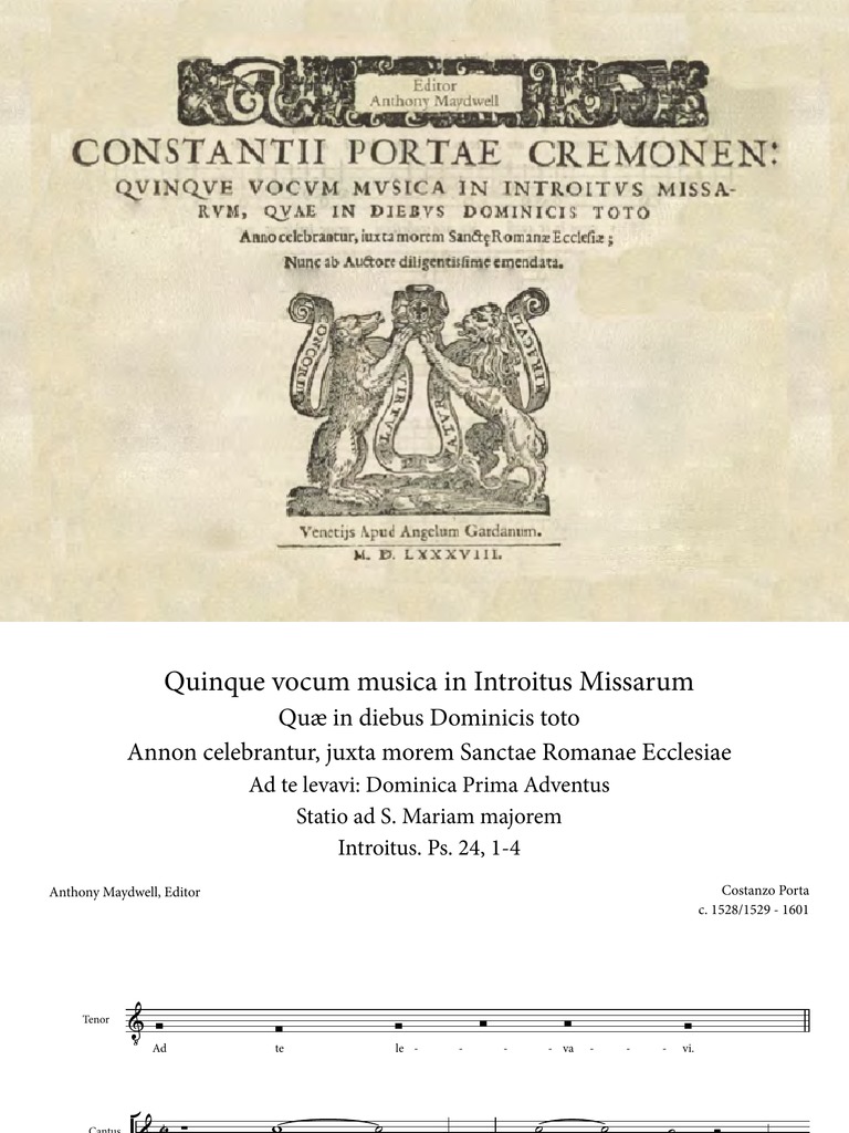 Ad Te Levavi by Costanzo Porta | PDF