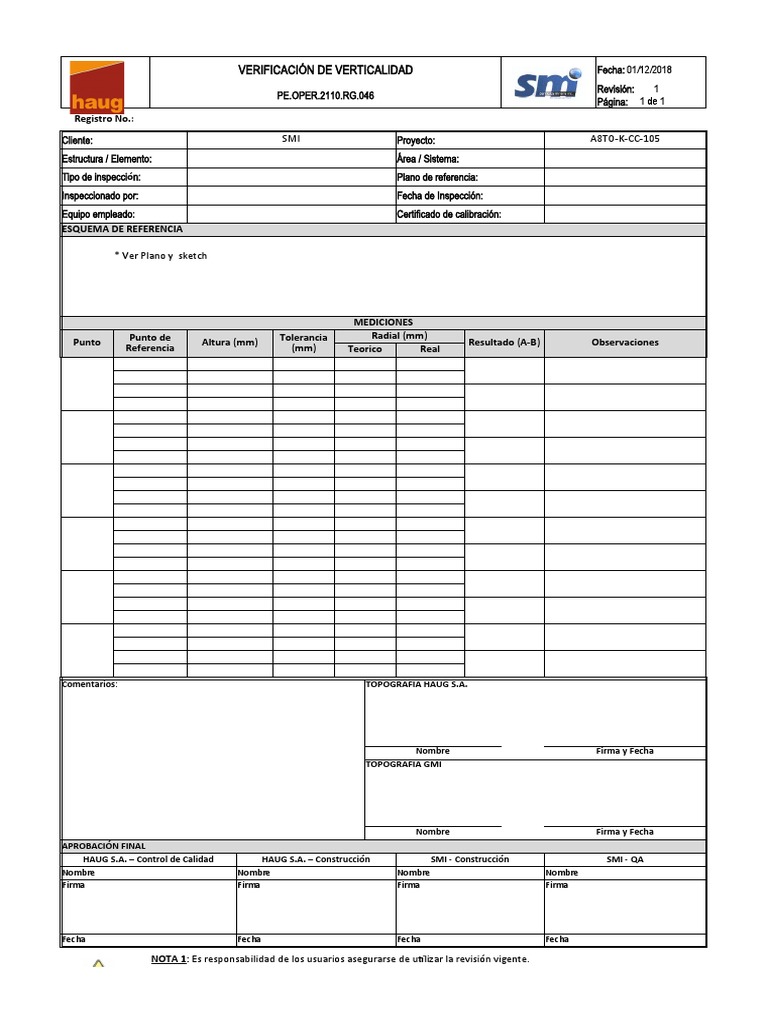 2460-Formato de Verificación de Verticalidad | PDF