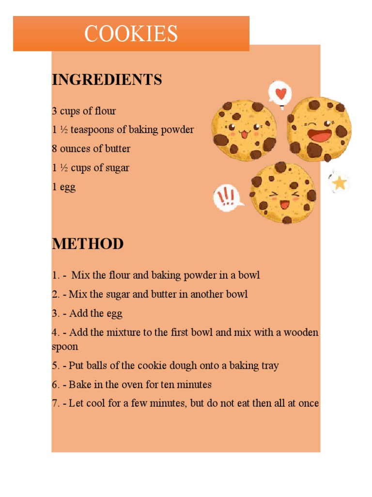 LESSON 3"activity 2°. - Cookie Recipe" | PDF