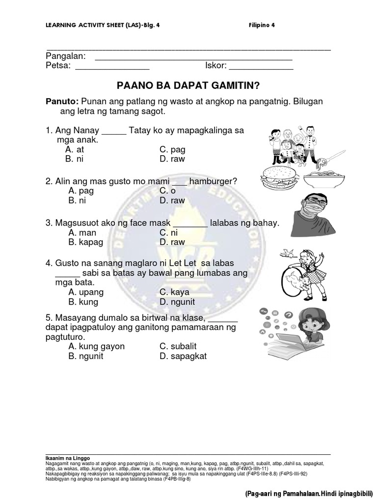 LAS FILIPINO 4 Q3 SET D (Weeks 6 8) Validated Version 2 | PDF