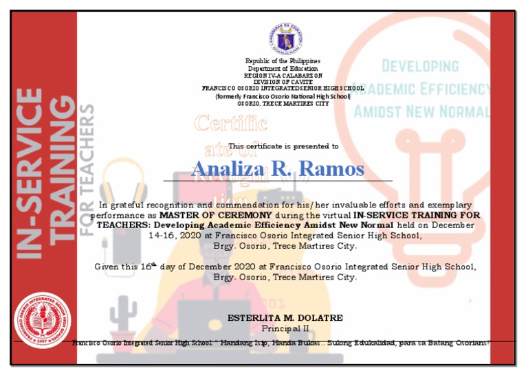 INSET CERT-Master of Ceremony | PDF