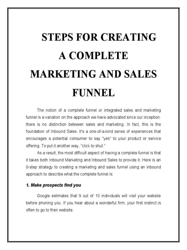 8 Steps to Build a Sales Funnel | PDF | Sales | Marketing