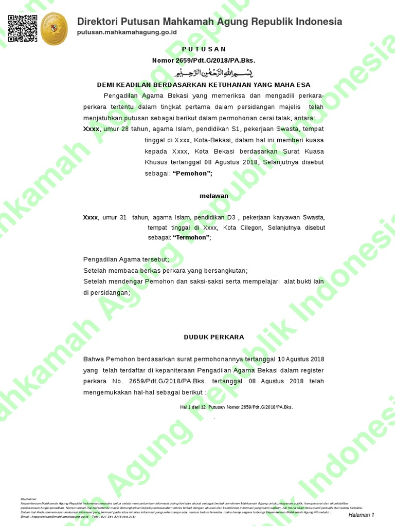 Putusan 2659 PDT.G 2018 Pa - Bks 20201026 | PDF