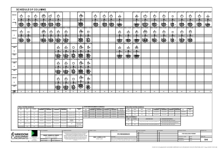 Schedule of Reinforced Concrete Columns for the Third Floor with ...