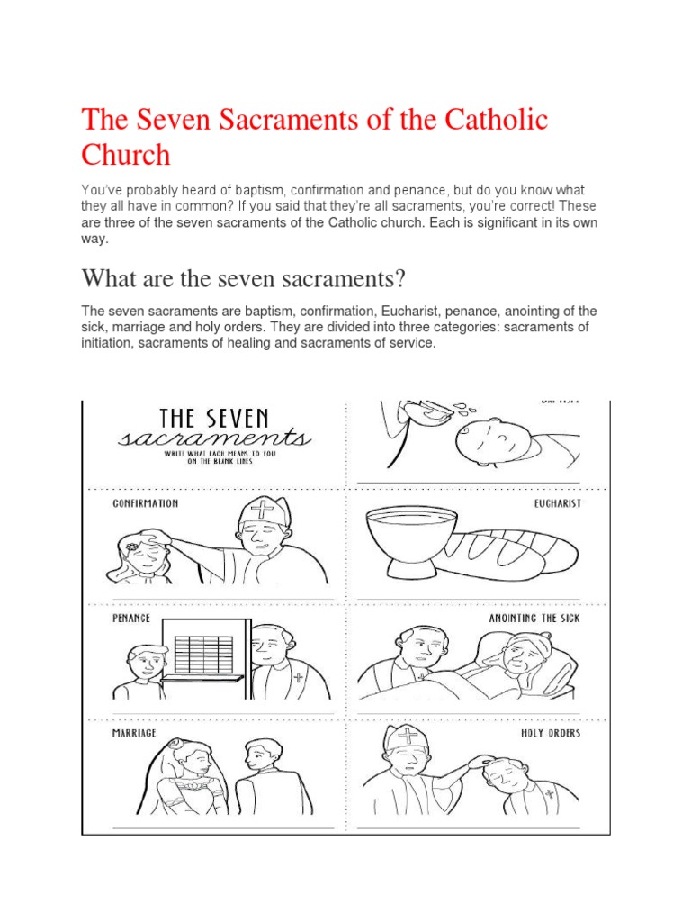 7 Sacraments Coloring Pages For Kids