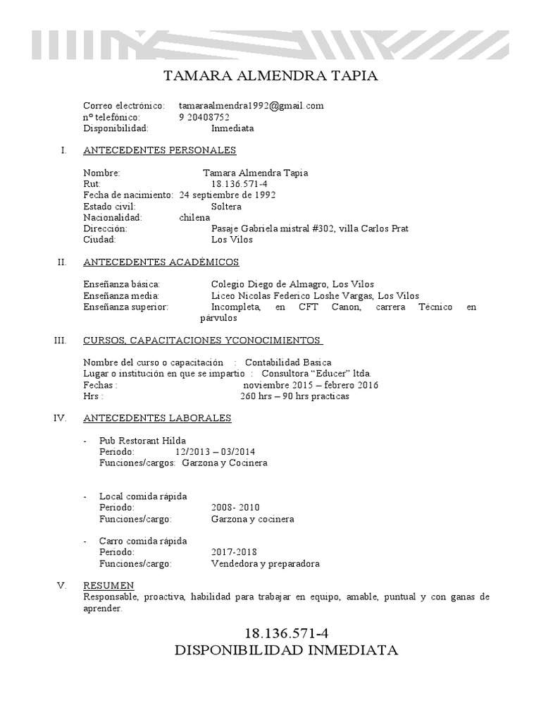 CV Tamara Almendra | PDF