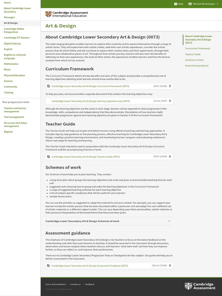 Art & Design (0073) Art & Design Cambridge | PDF | Curriculum | Learning