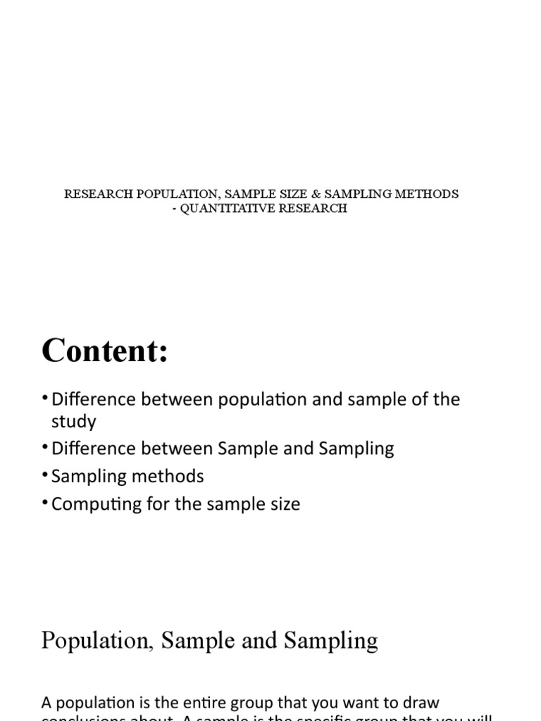 Research Population, Sample Size & Sampling Methods - Quantitative ...