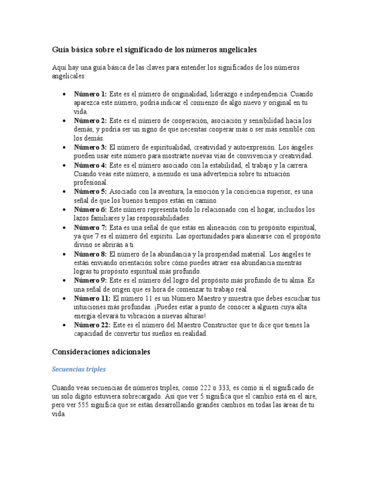 Guía Básica Sobre El Significado de Los Números Angelicales | PDF