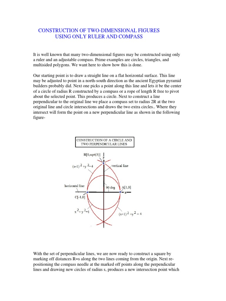Construction of Two-Dimensional Figures Using Only Ruler and Compass ...
