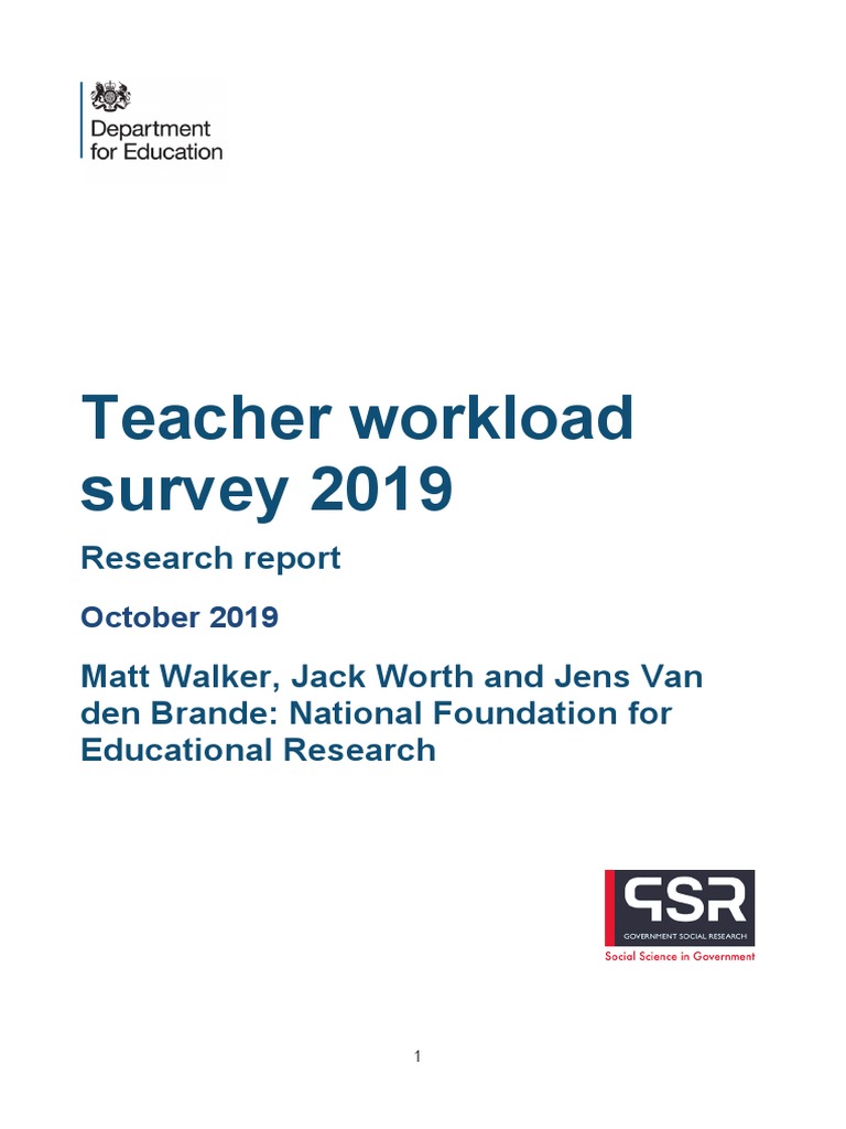 Teacher Workload Survey 2019 Main Report Amended | PDF | Survey ...