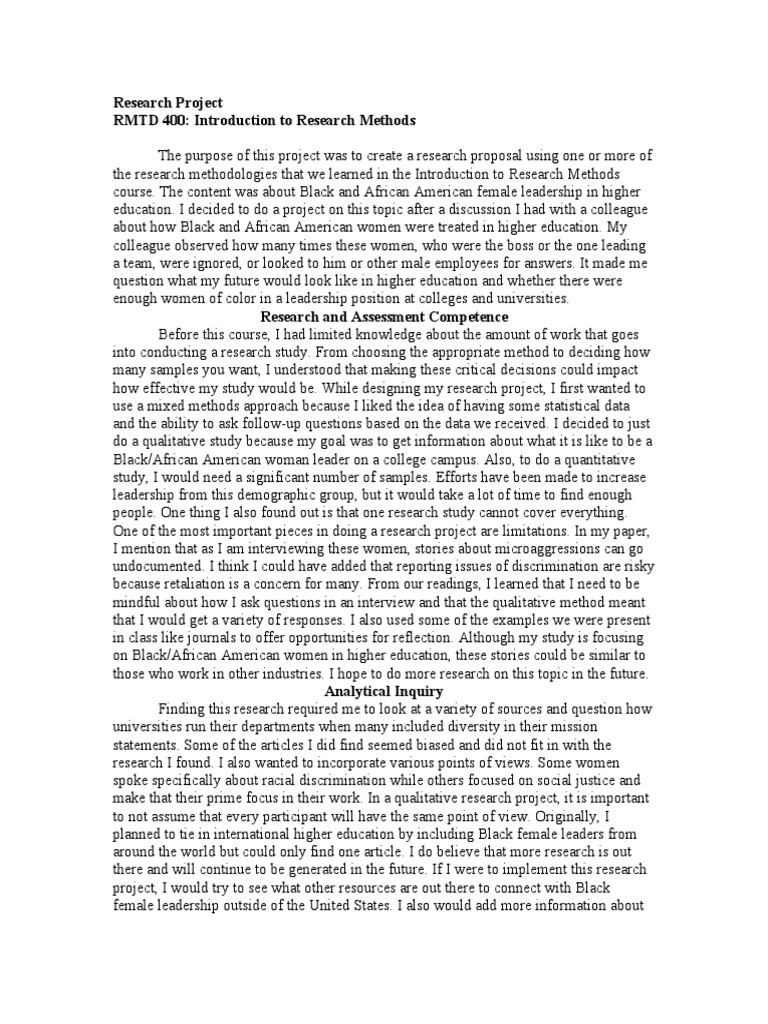 Research Project Reflection | PDF | Leadership | Cognition