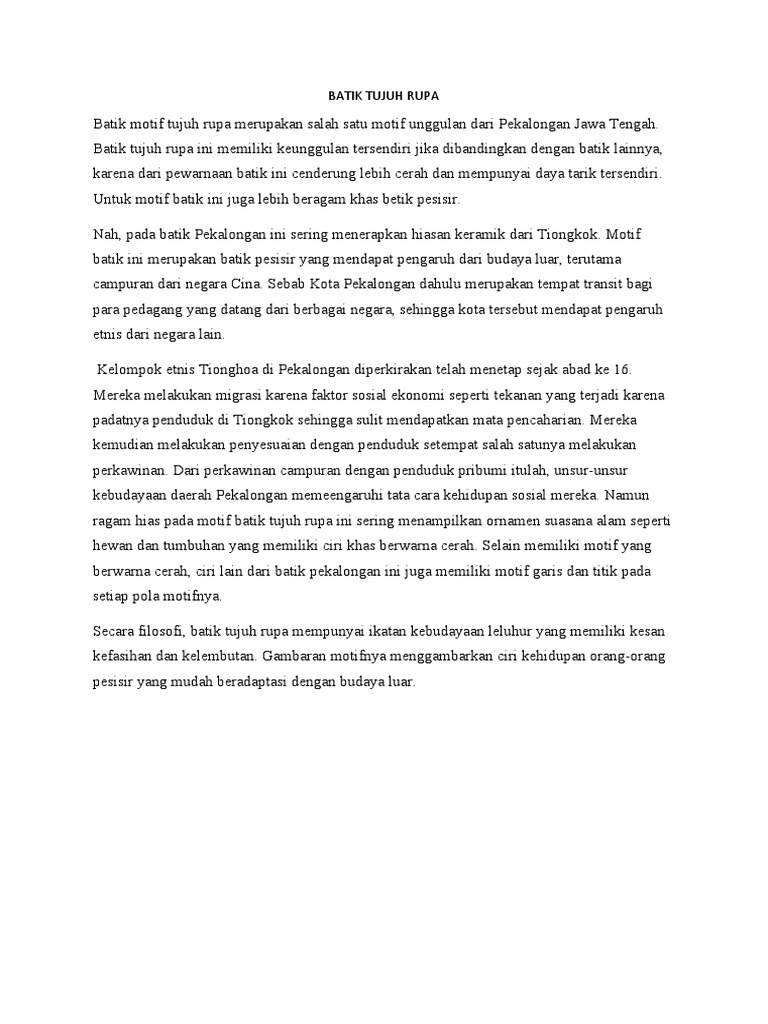 Batik Tujuh Rupa | PDF | Sejarah
