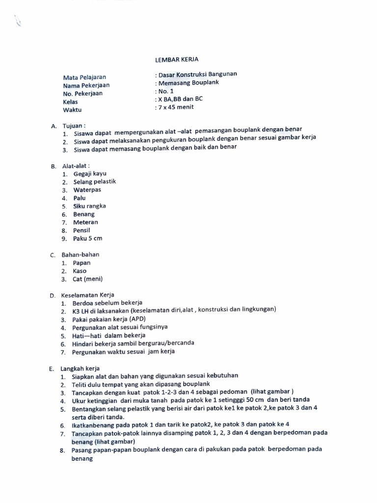 Contoh Lembar Kerja DKB | PDF