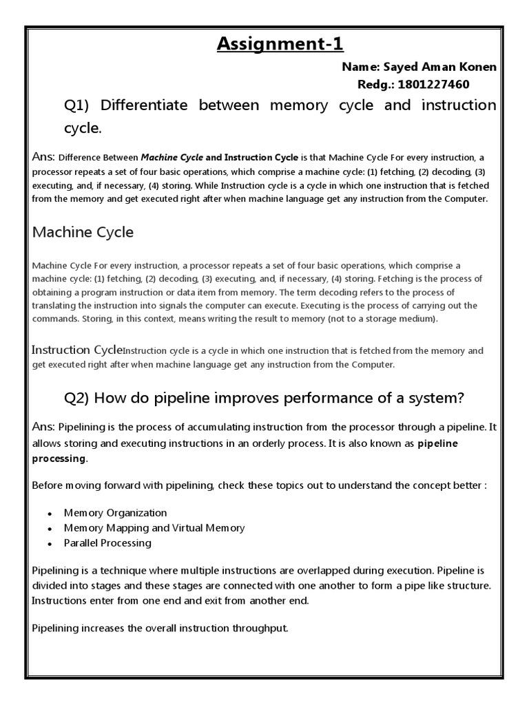 Advanced Computer Architecture (ACA) Assignment | PDF | Central Processing Unit | Parallel Computing