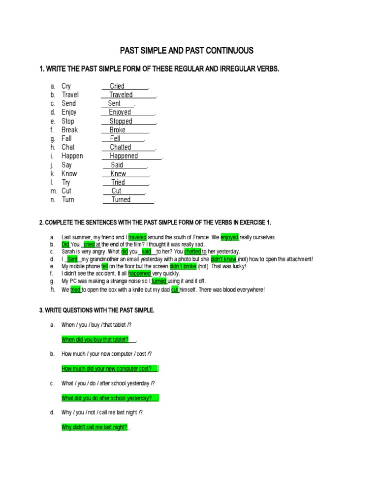 Past Simple and Past Continuous | PDF
